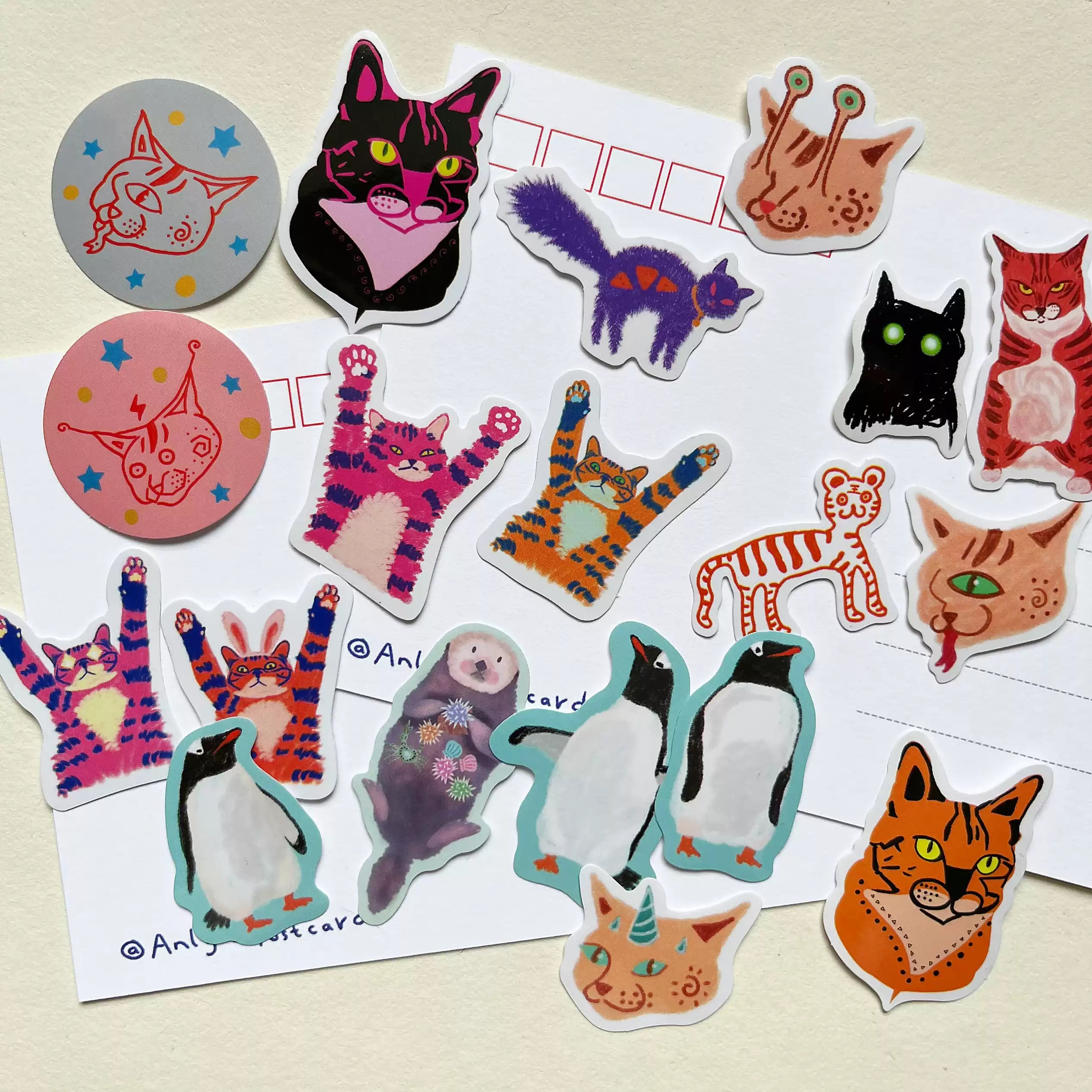 19 Pcs Cute Cat Stickers for Journal and Phone Case – MOMO Stickers